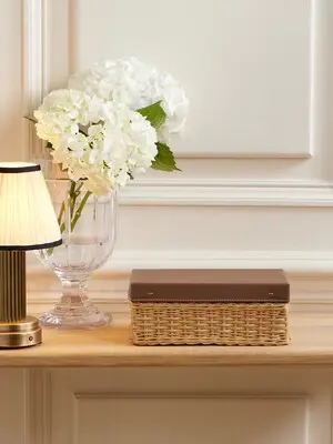Ralph Lauren Bailey Small Wicker And Embossed Leather Box
