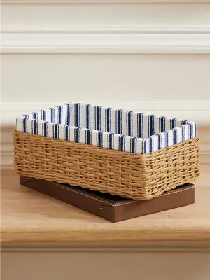 Ralph Lauren Bailey Small Wicker And Embossed Leather Box