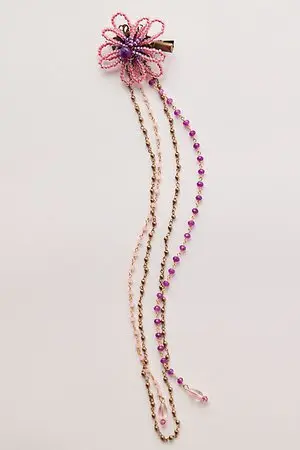 CURRIED MYRRH Enid Beaded Flower Clip - Pink