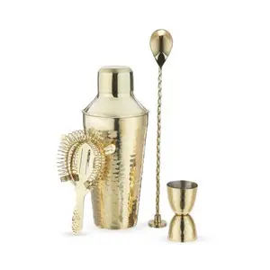TWINE Hammered 4-piece Barware Set - Gold