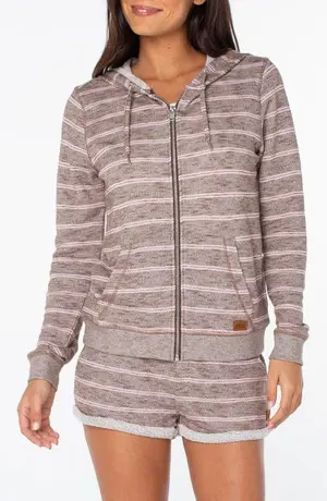 Roxy Striped Lightweight Zip Up Hoodie