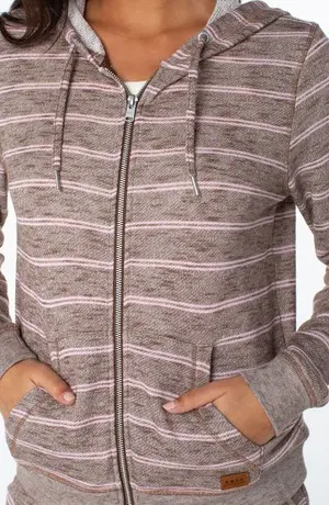 Roxy Striped Lightweight Zip Up Hoodie