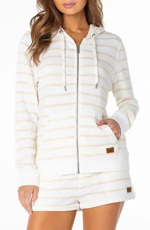 Roxy Striped Lightweight Zip Up Hoodie