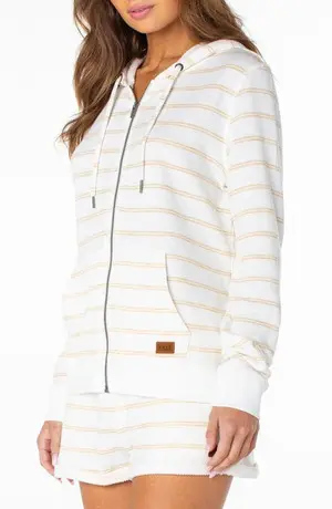 Roxy Striped Lightweight Zip Up Hoodie