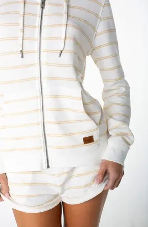 Roxy Striped Lightweight Zip Up Hoodie