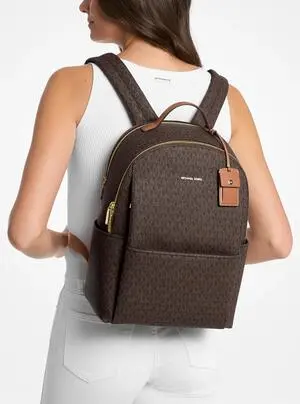 Michael Kors Large Signature Logo Backpack - Brown