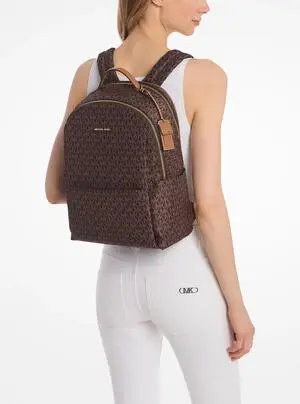 Michael Kors Sable Large Printed Signature Logo Backpack - Brown
