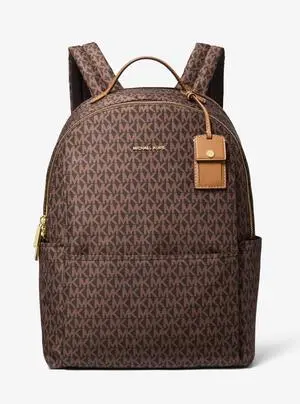 Michael Kors Sable Large Printed Signature Logo Backpack - Brown