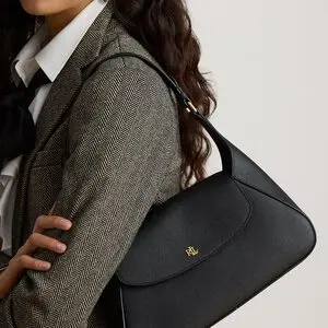 Ralph Lauren Crosshatch Medium Schylar Shoulder Bag - Black