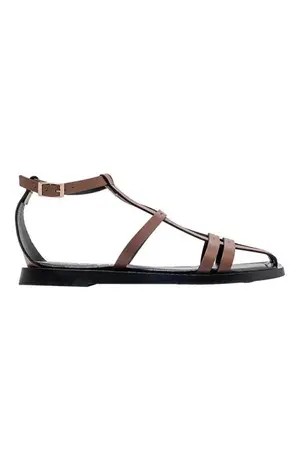 FOREVER & ALWAYS SHOES Odeil Leather Sandals - Cognac Brown Leather