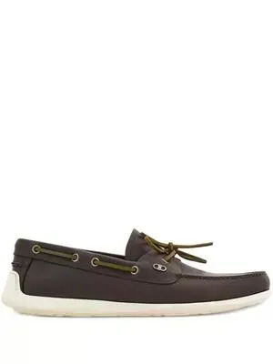 FERRAGAMO Gancini-plaque Boat Shoes - Brown