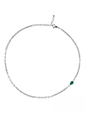 JEWELS AFICIONADO 18k White Gold Diamond And Emerald Tennis Necklace - Silver