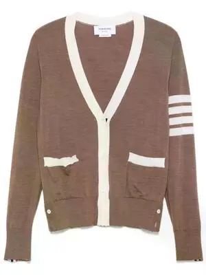 Thom Browne 4-bar Stripe Wool Cardigan - Brown