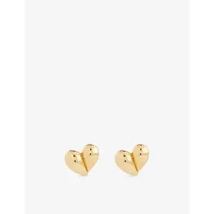 Bottega Veneta Drop Heart 18ct -plated Sterling Silver Stud Earrings - Yellow Gold