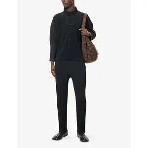 Issey Miyake Basics Straight-leg Pleated Knitted Trousers - Black
