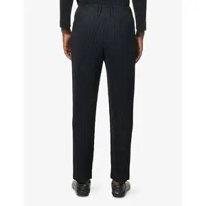Issey Miyake Basics Straight-leg Pleated Knitted Trousers - Black