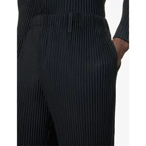 Issey Miyake Basics Straight-leg Pleated Knitted Trousers - Black