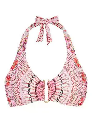 TEMPERLEY LONDON Pomegranate Printed Halterneck Bikini Top - Pink