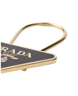 Prada Enameled Metal Key Ring - Black/gold