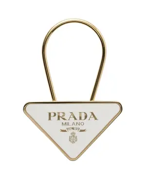 Prada Enameled Metal Key Ring - Gold/silver