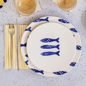 VIETRI Santorini Minnows Dinner Plate