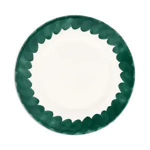 VIETRI Lisbon Green Brushstroke Dinner Plate - White
