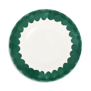 VIETRI Lisbon Green Brushstroke Salad Plate - White