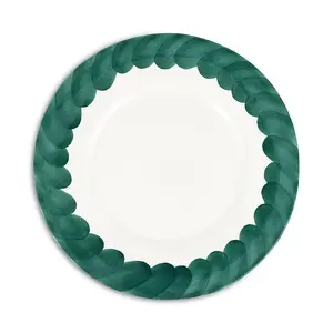 VIETRI Lisbon Green Brushstroke Round Platter - White