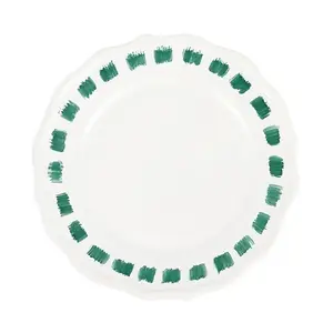 VIETRI Lisbon Green Stitch Salad Plate - White