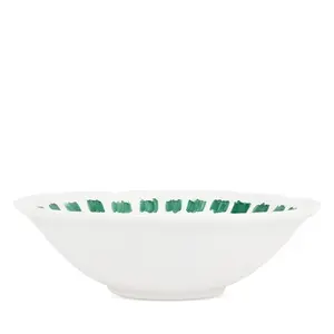 VIETRI Lisbon Green Stitch Serving Bowl - White