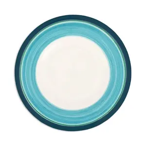 VIETRI Lisbon Cobalt And Aqua Stripe Salad Plate - White