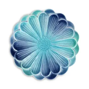 VIETRI Lisbon Cobalt And Aqua Flower Cocktail Plate - Turquoise/