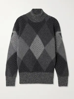 Stella McCartney Argyle Wool Turtleneck Sweater - Gray