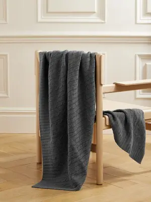 Ralph Lauren Cable-knit Cashmere Blanket - Gray