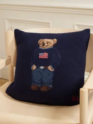 Ralph Lauren Intarsia Wool-blend Cushion - Blue