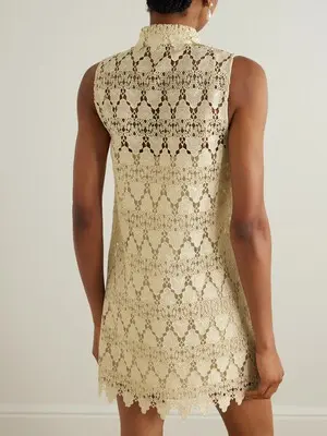 FRAME The Deco Scalloped Guipure Lace Mini Shirt Dress
