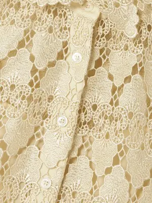 FRAME The Deco Scalloped Guipure Lace Mini Shirt Dress