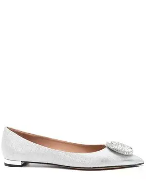 AQUAZZURA Crystal Hoop Ballerinas - Silver