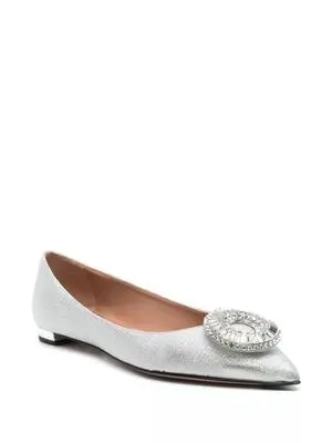 AQUAZZURA Crystal Hoop Ballerinas - Silver