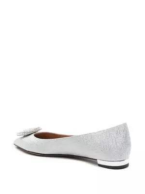 AQUAZZURA Crystal Hoop Ballerinas - Silver