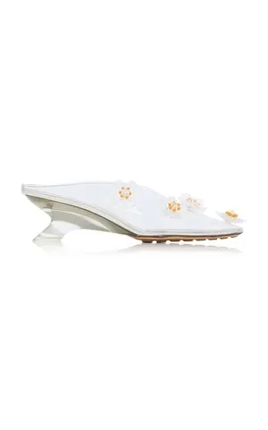 Bottega Veneta Floral-appliquéd Plexi Mule Pumps - White