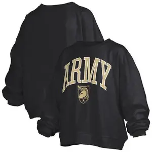PRESSBOX Army Knights Janise Arch Over Logo Waist Length Oversized Pullover Sweatshirt