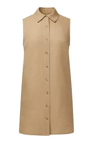 Onia Air Linen Sleeveless Shirt Dress - Jute