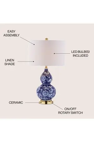 JONATHAN Y Lee 27" Ceramic Chinoiserie Led Table Lamp
