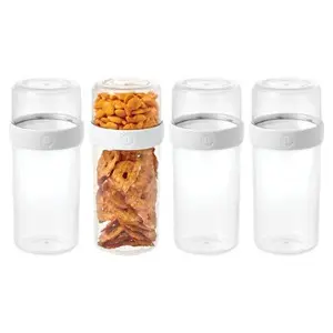 IDESIGN Large Stack 'n Snack Food Containersstackable Snack Containersset Of 4 - Clear/white