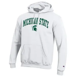 Champion Michigan State Spartans Arch Over Logo Pullover Hoodie - White