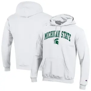 Champion Michigan State Spartans Arch Over Logo Pullover Hoodie - White