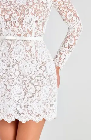 NADINE MERABI Lace Overlay Mini Dress - White