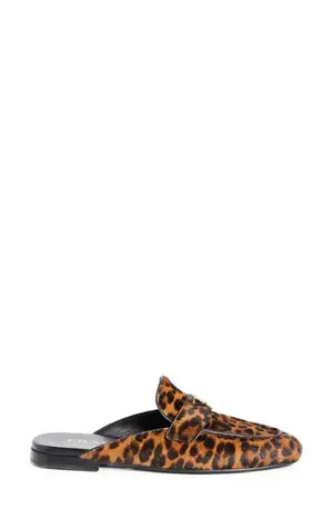 Prada Logo Leopard Print Calf Hair Mule - Miele