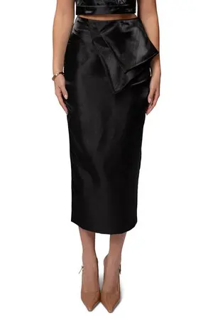 JLUXLABEL Reception Ruffle Satin Midi Skirt